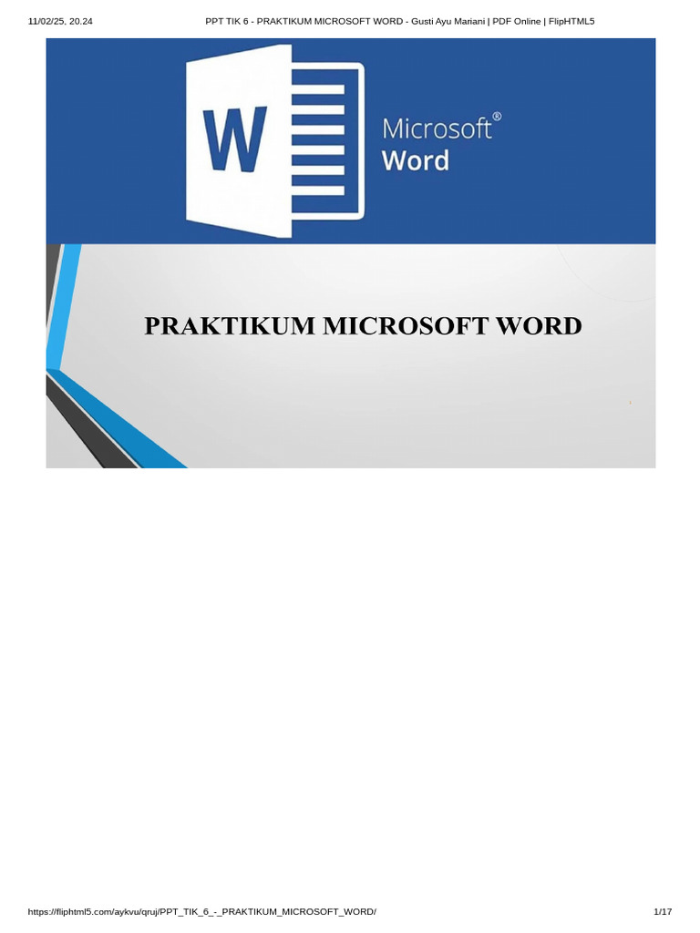 TIK 6 - PRAKTIKUM MICROSOFT WORD - Gusti Ayu Mariani - PDF Online - FlipHTML5 | PDF