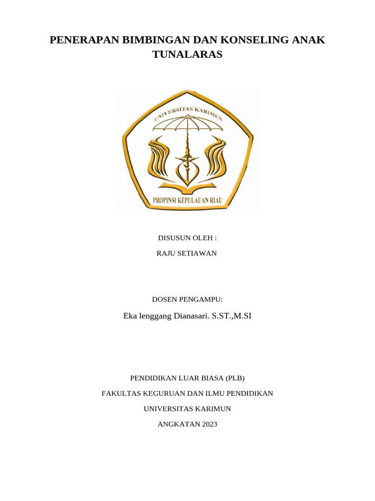 Makalah Penerapan Bimbingan Dan Konseling Anak Tunalaras | PDF