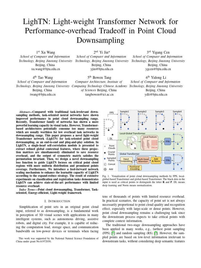 LighTN Light-Weight Transformer Network For Performance-Overhead Tradeoff in Point Cloud ...