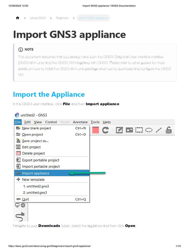 Import GNS3 Appliance - GNS3 Documentation | PDF | Virtual Machine | File System