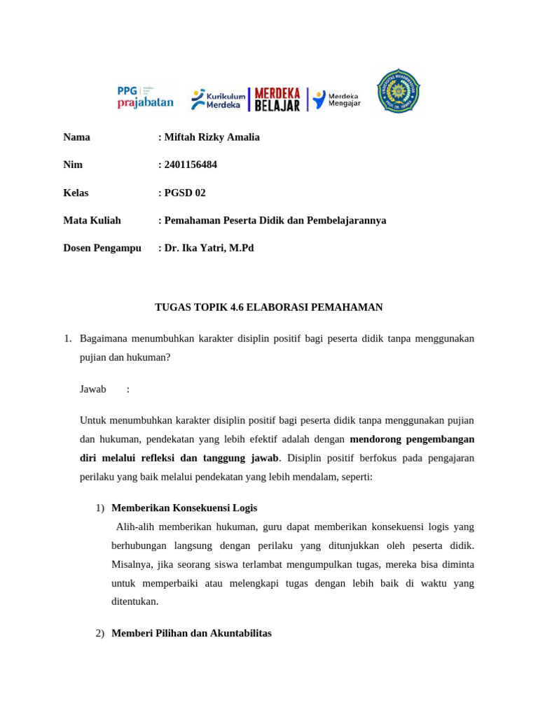T4.6 Elaborasi Pemahaman - Miftah Rizky Amalia | PDF
