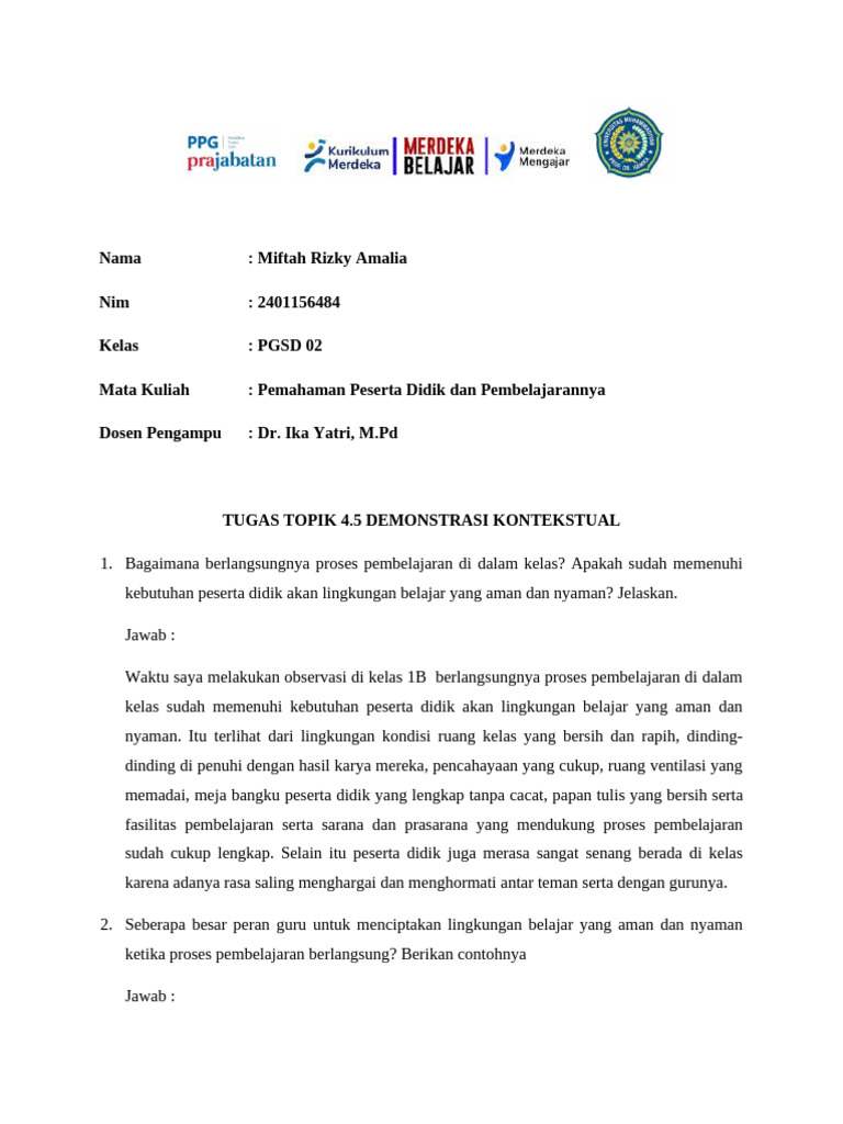 T4.5 Demonstrasi Kontekstual - Miftah Rizky Amalia | PDF