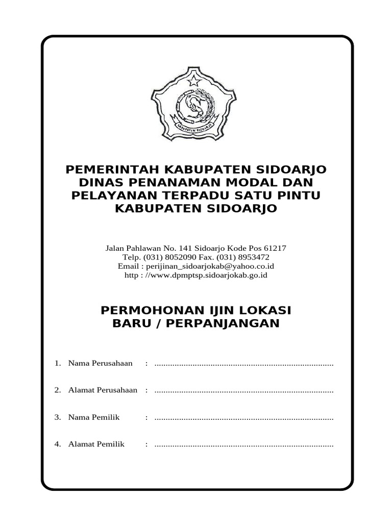 FL - 1 - 1 - 1 1 Permohonan Ijin Lokasi Baru Perpanjangan Fix R 2017 | PDF