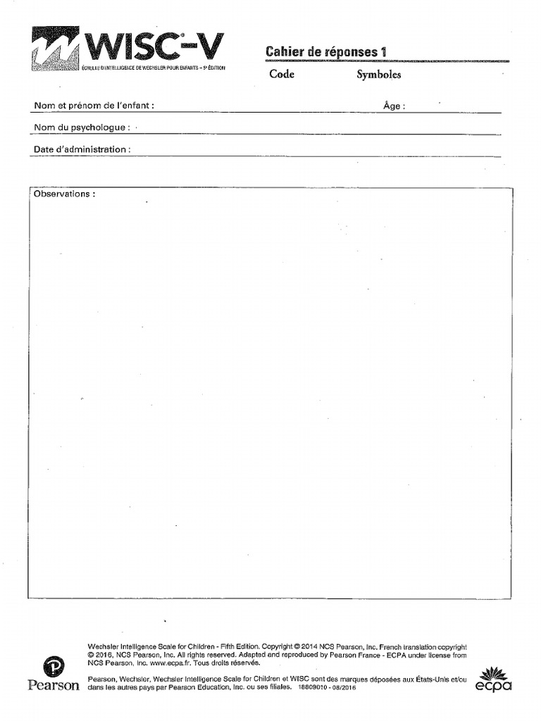 WISC-5 code symboles | PDF