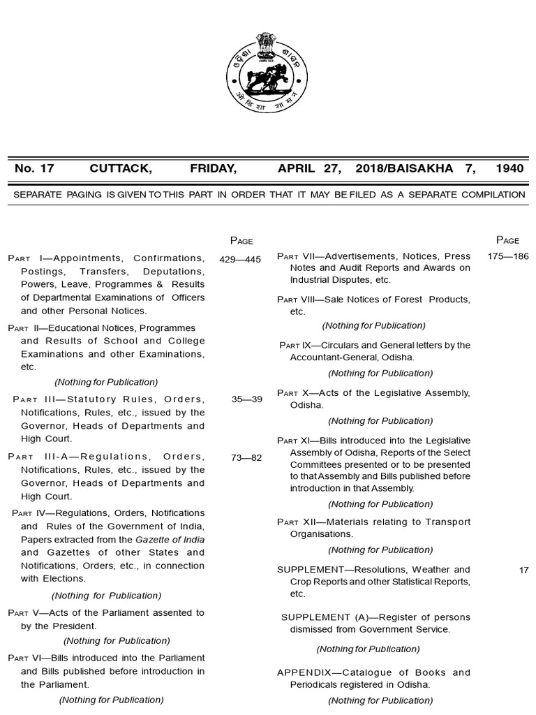 Odisha Gazette: Official Notices | PDF | Bill (Law) | Government
