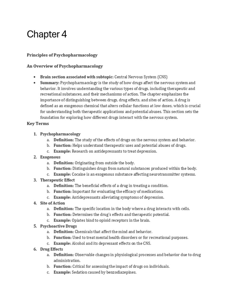 Chapter 4 Summary | PDF | Neurotransmitter | Synapse