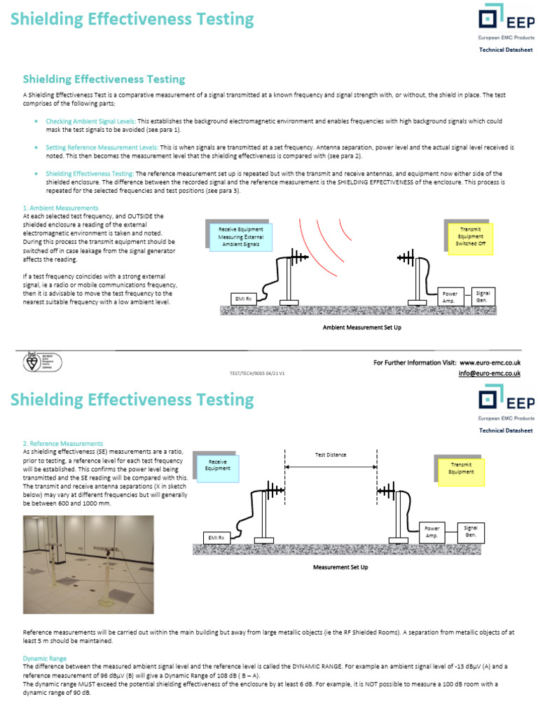 Shielding Effectiveness Testing Guide | PDF | Electromagnetic ...