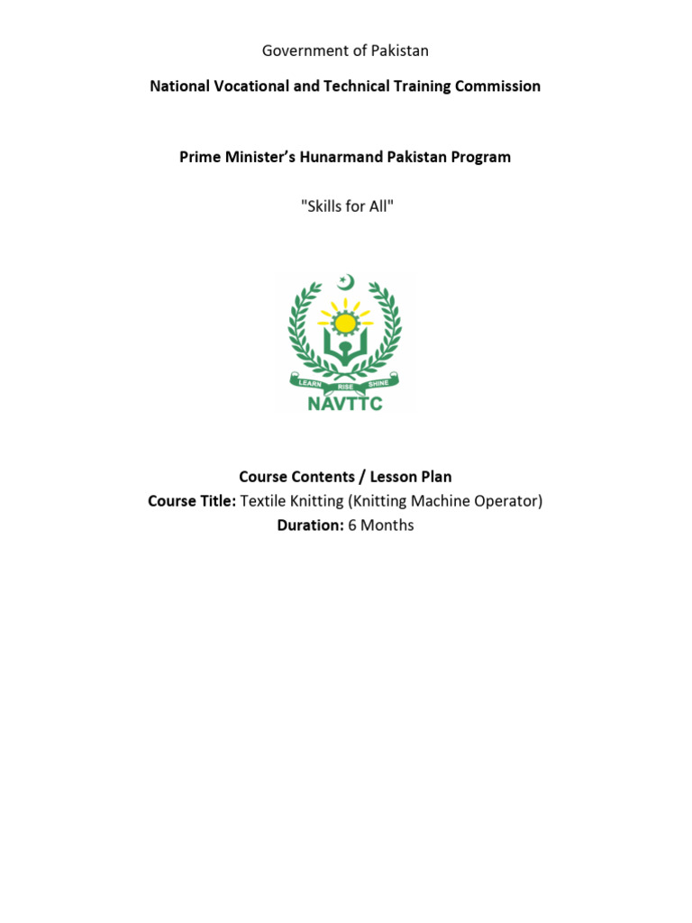 T 07 Textile Knitting Knitting Machine Operator | PDF | Knitting | Yarn