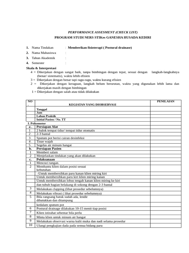 Memberikan Fisioterapi (Postural Drainase) | PDF