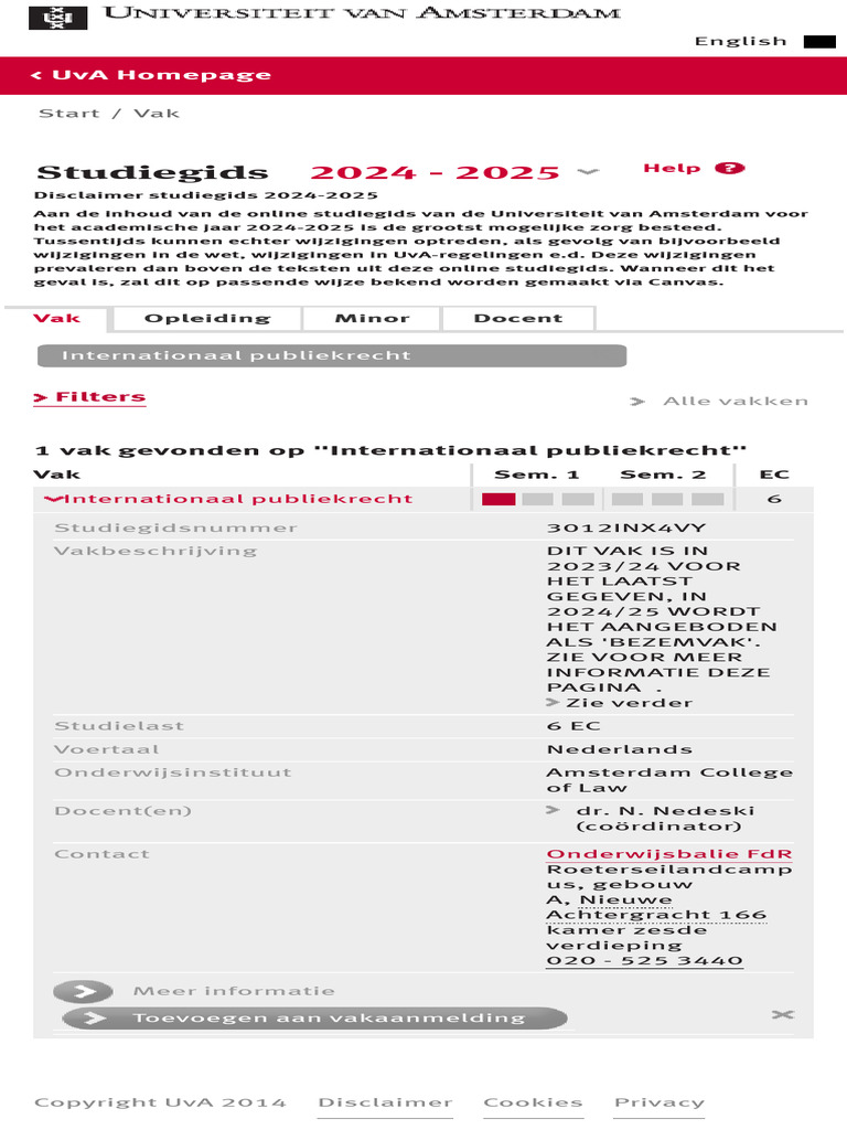Vak UvA Studiegids 2024 - 2025 | PDF