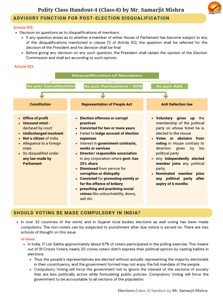 Polity Handout-4 Class-8 | PDF | Voting | Elections