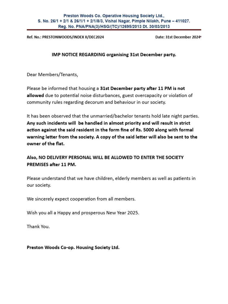 Notice - 31dec Party Notice | PDF