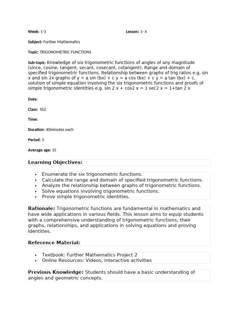 Trigonometric Functions in Further Math | PDF | Trigonometric Functions ...