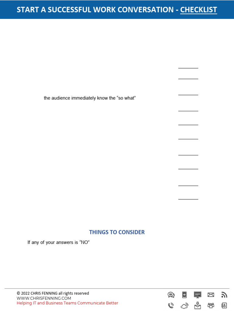 Start a Successful Work Conversation Checklist | PDF