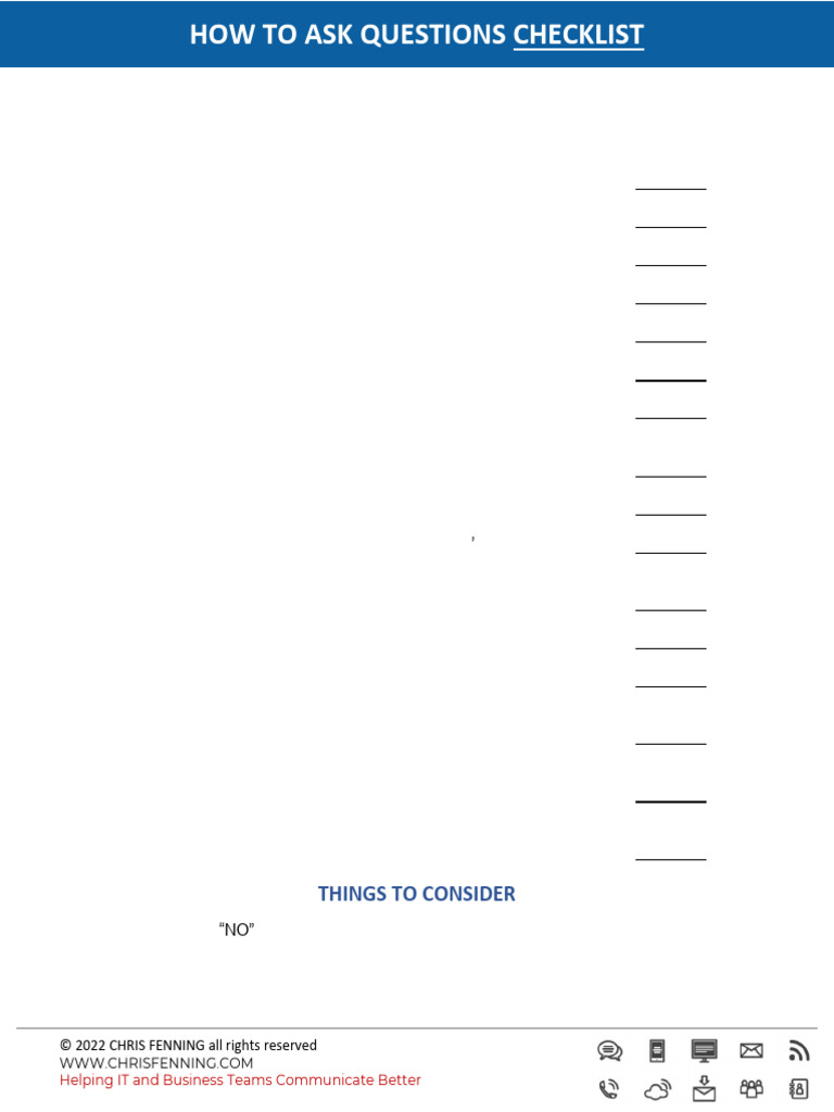 How To Ask Questions Checklist | PDF