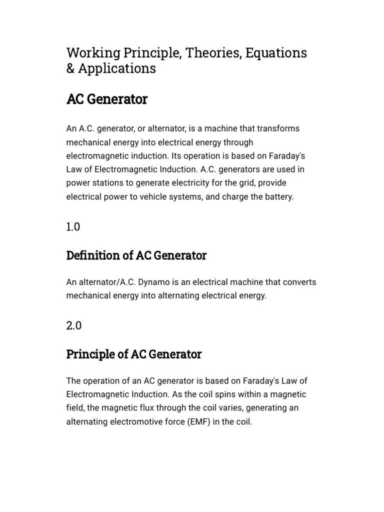 AC Generators - Working Principle, Theories, Equations & Applicat-1 ...
