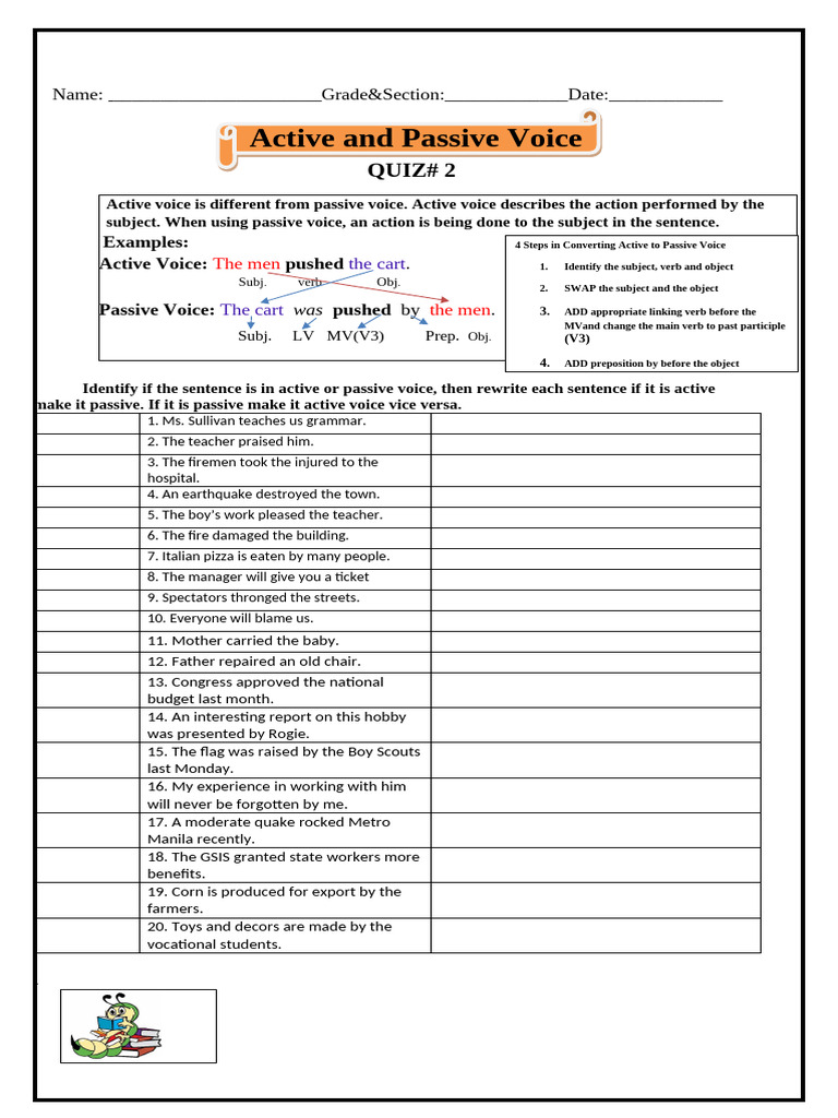 QUIZ On Active - Passive Voice | PDF | Verb | Grammar