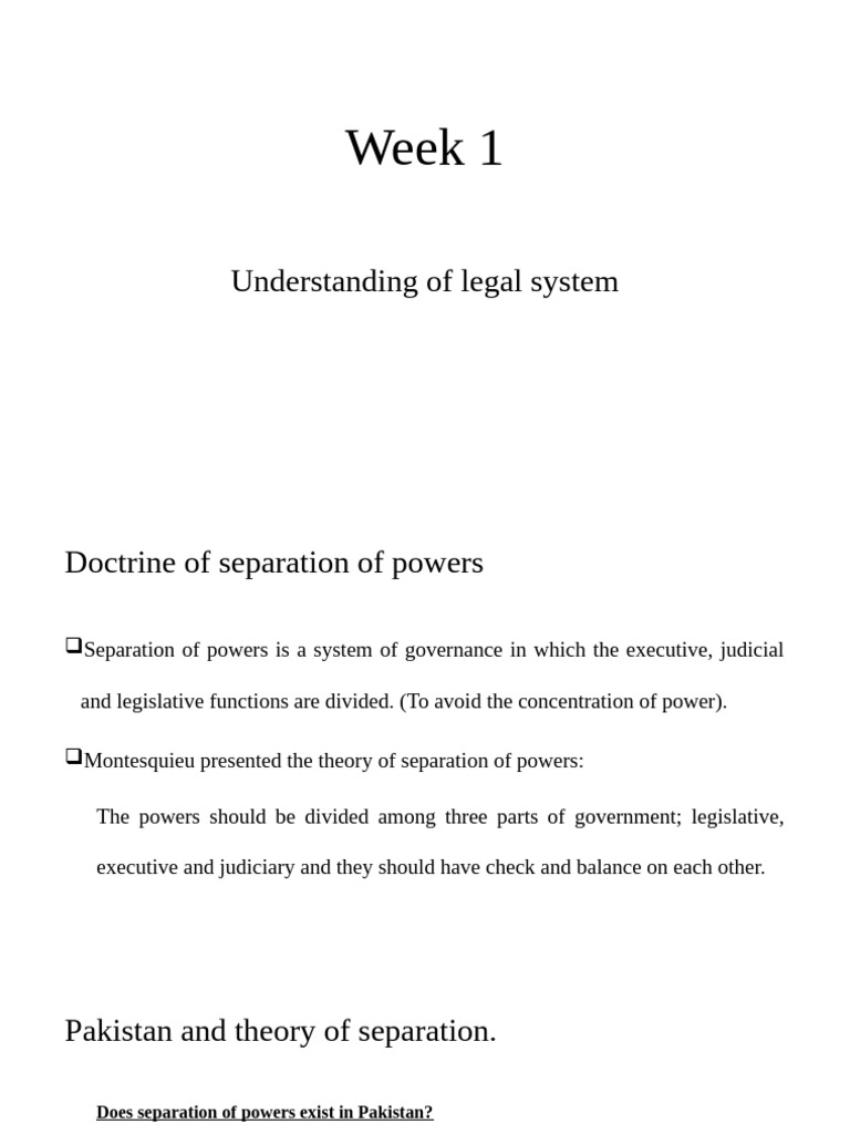 Week 1 Legal System of Pakistan 12022025 071827pm | PDF | Separation Of ...