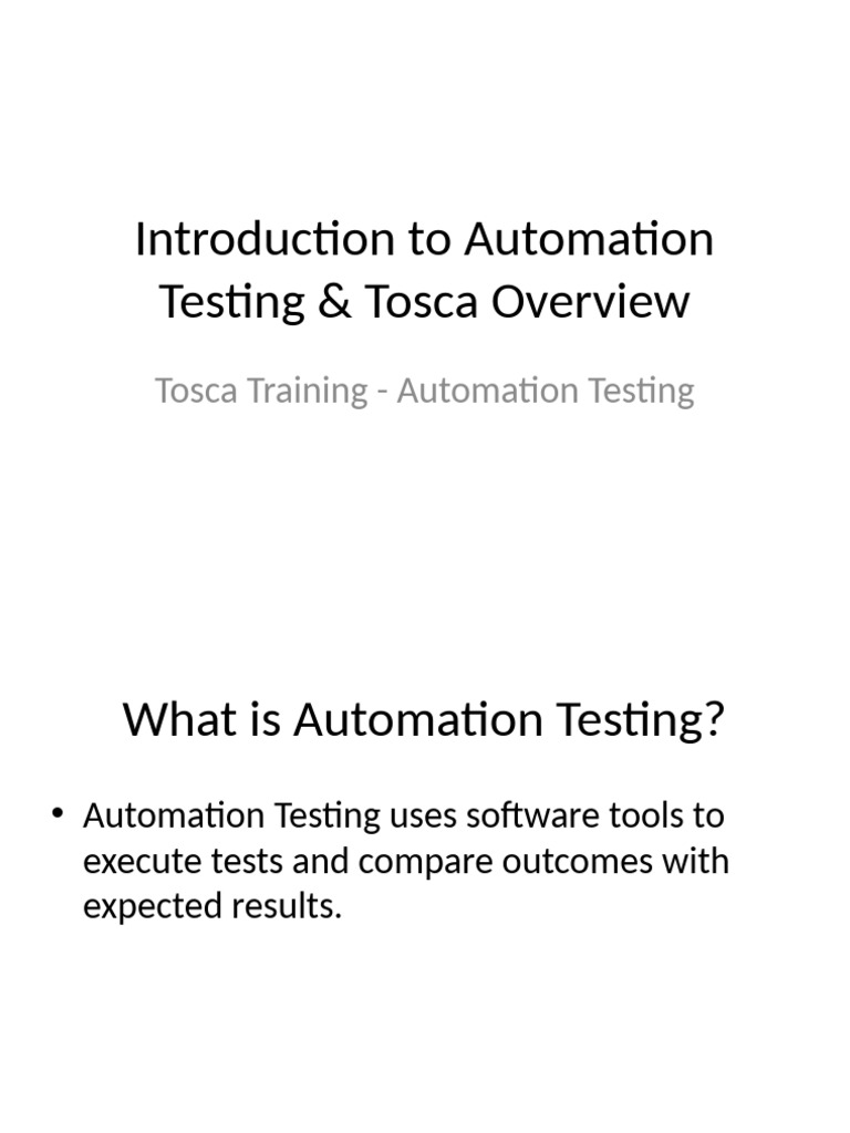 Tosca Training 01 | PDF