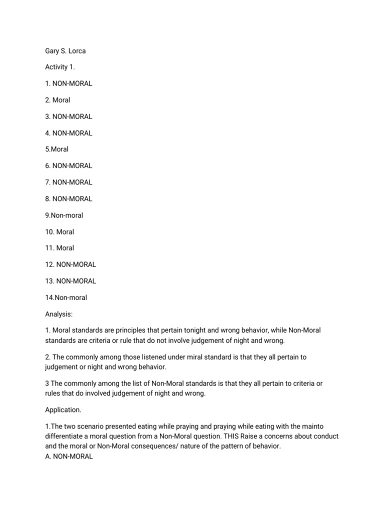 Moral vs Non-Moral Standards Explained | PDF
