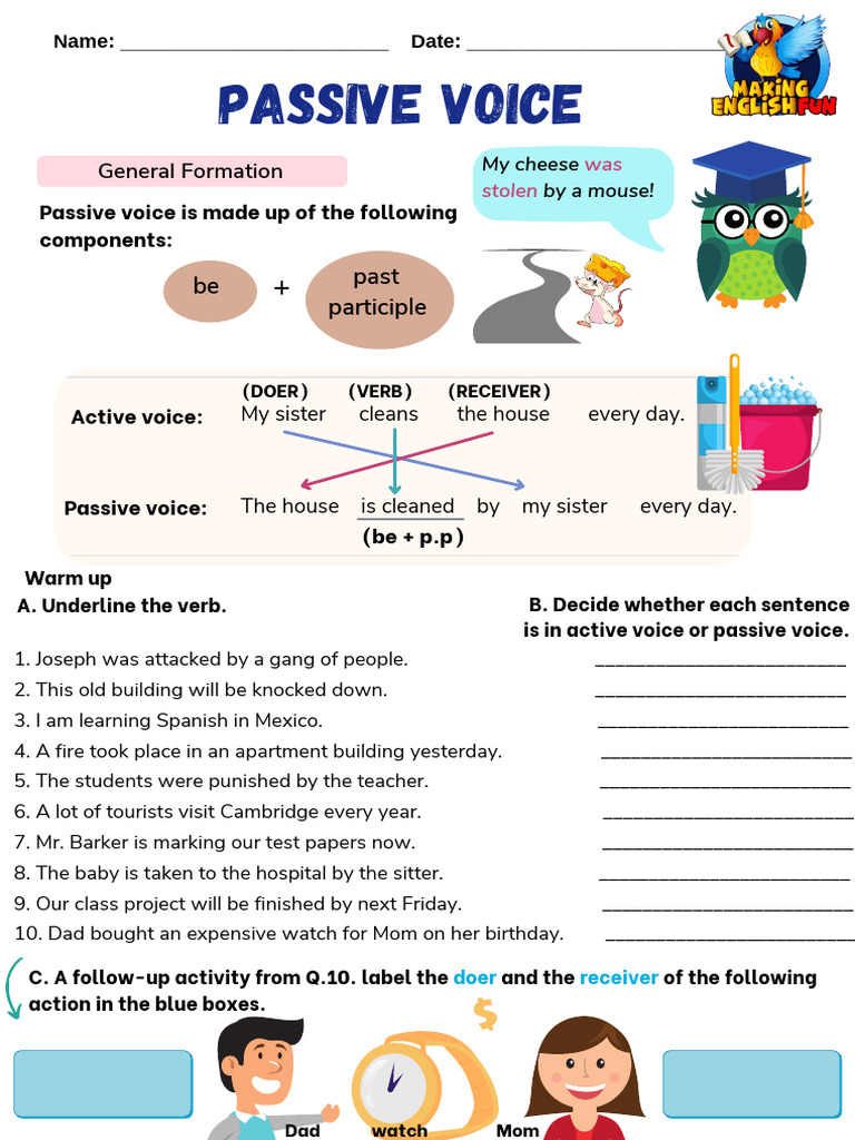 Passive Voice Worksheets | PDF | Grammatical Tense | Verb