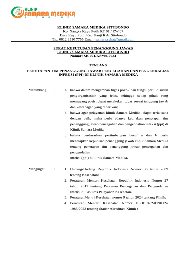 SK Penetapan Tim Ppi | PDF