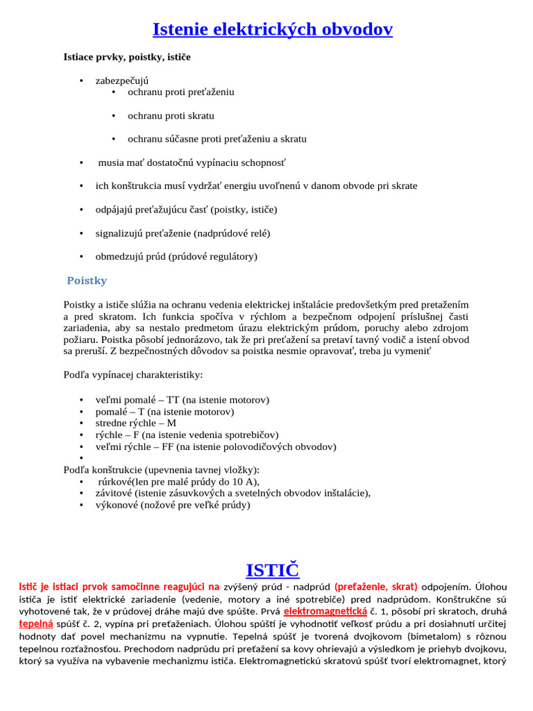 Istenie Elektrických Obvodov - Istič | PDF