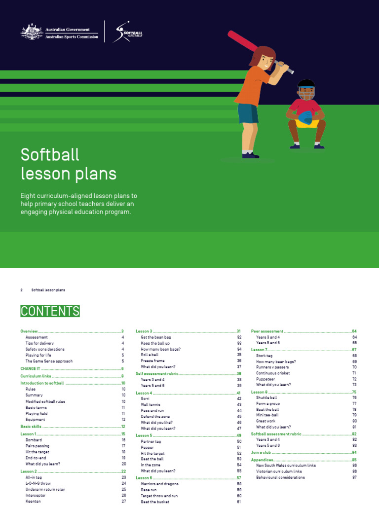 3236 SPORT AUS Softball Lesson Plan FA-1 | PDF | Baseball Field | Softball