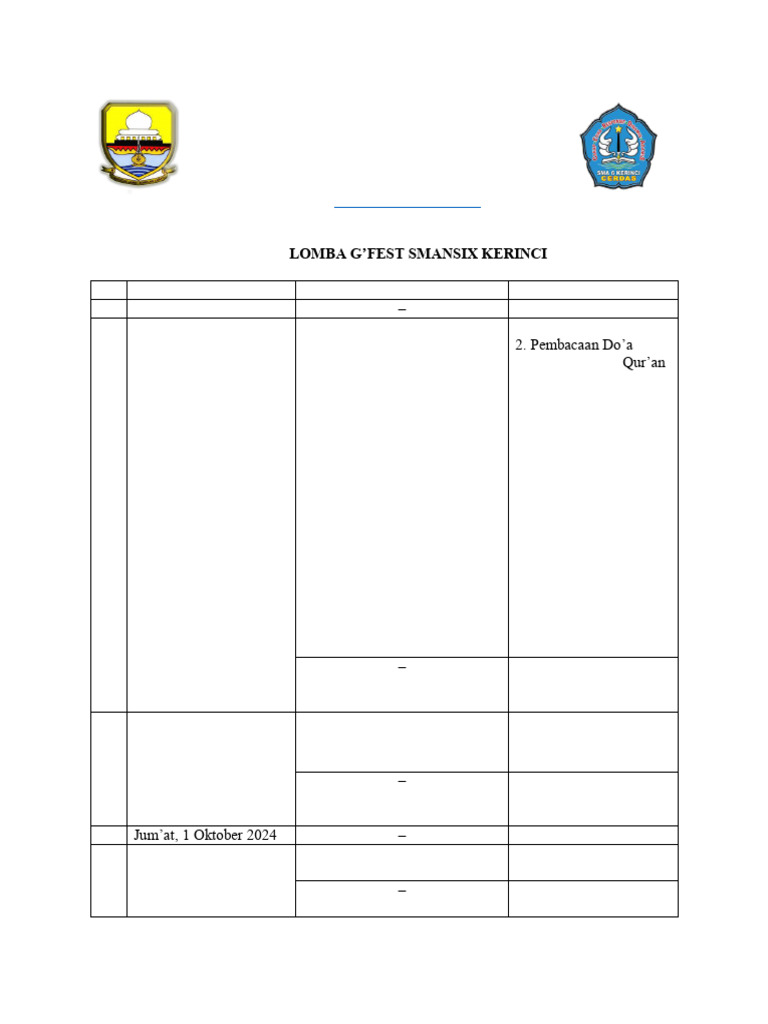 Jadwal Acara G'fest Smansix | PDF