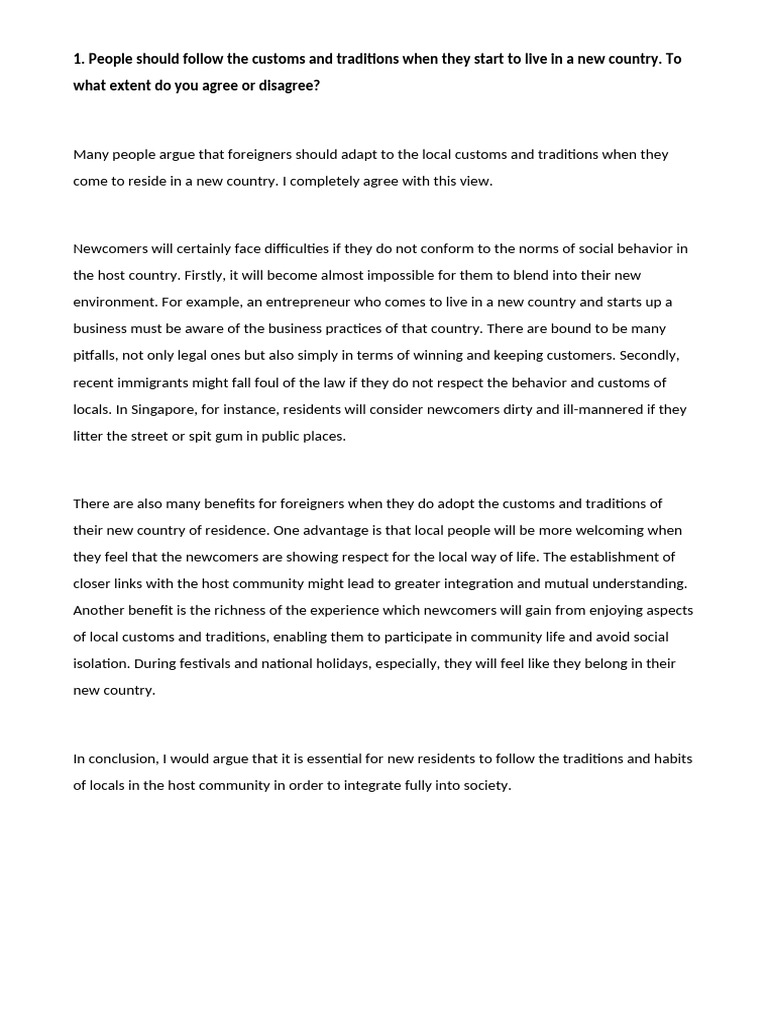 Adapting to Local Customs: Pros & Cons | PDF | Traditions | Adolescence