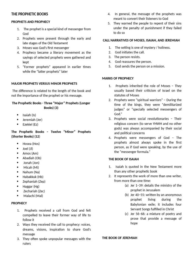 The Prophetic Books Wisdom Book | PDF | Nevi'im | Book Of Proverbs