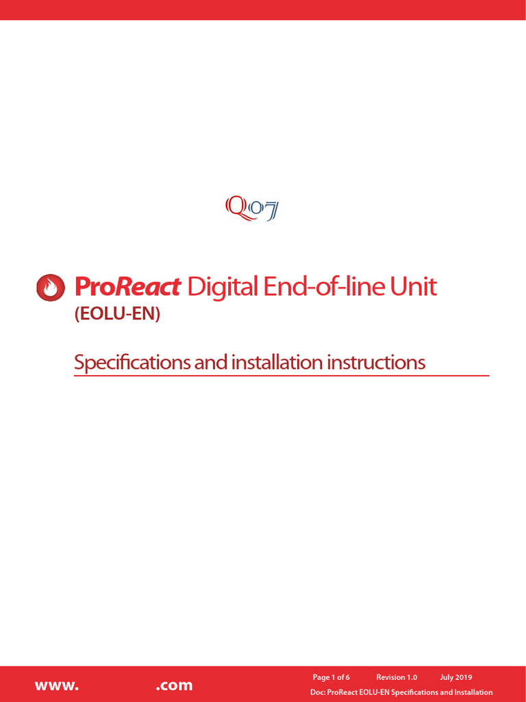 ProReact EOLU-EN Installation Manual Rev 1-0 | PDF | Manufactured Goods | Electrical Engineering