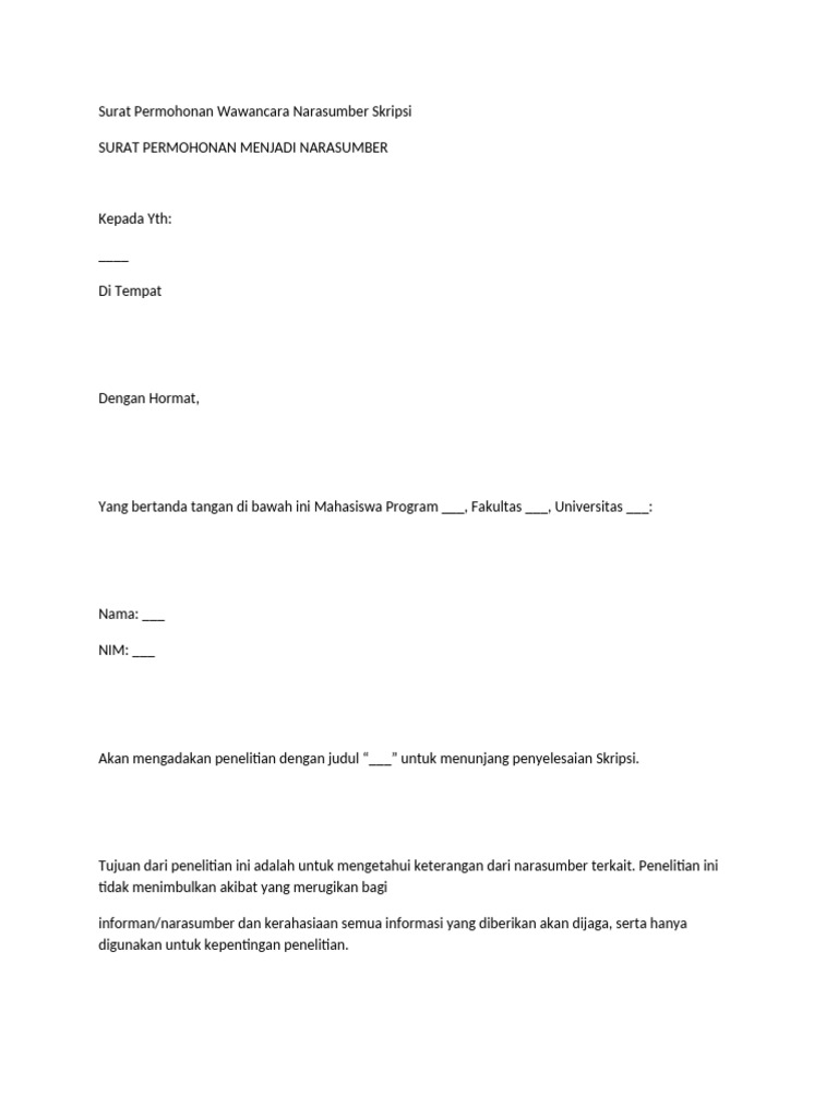 Surat Permohonan Interview | PDF