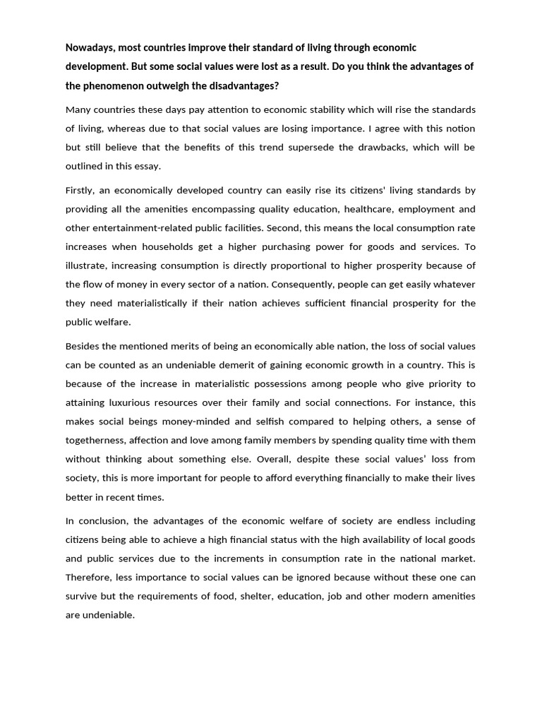 Sample Improved Standard of Living 3 | PDF