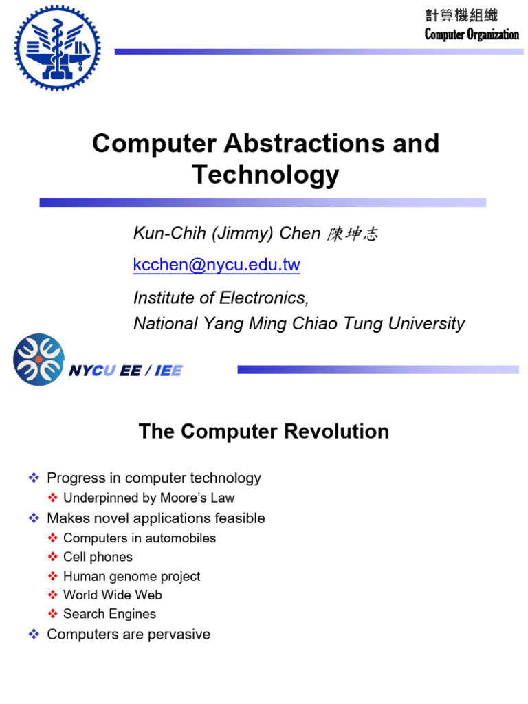 Lecture1 - Computer Abstractions and Technology v2 | PDF | Central Processing Unit | Integrated ...