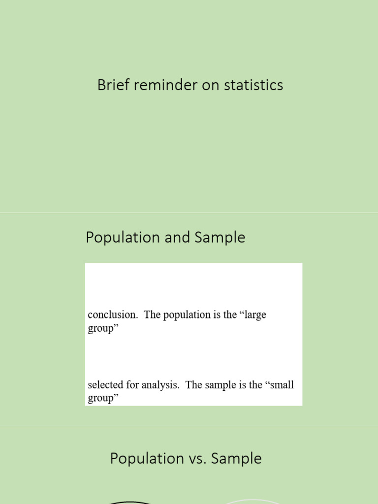 Brief Reminder On Statistics - Rev0 | PDF | Sample Size Determination ...
