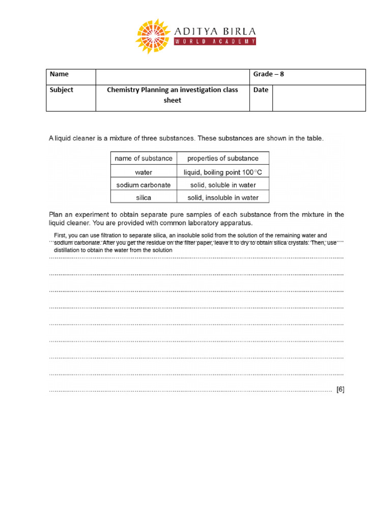 Planning An Investigation Worksheet With Answers | PDF
