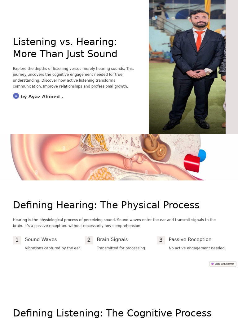 Listening Vs Hearing More Than Just Sound | PDF | Sound | Hearing