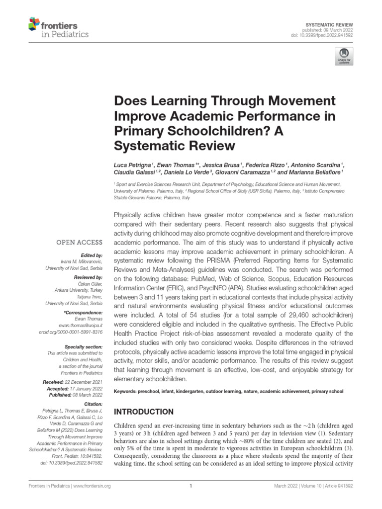 Active Learning Boosts School Performance | PDF | Physical Education ...