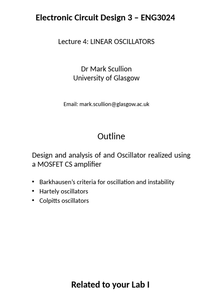 Lecture 4 (2) | PDF | Electronic Oscillator | Amplifier