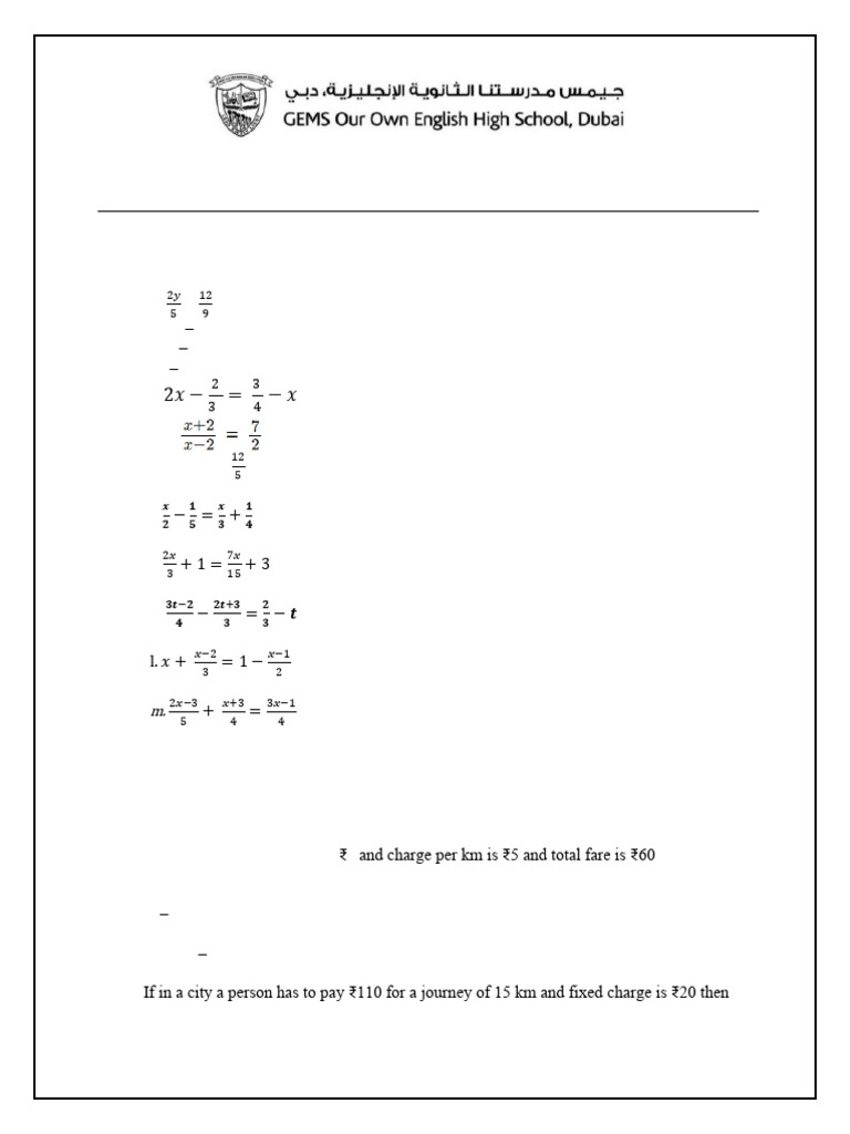 8th Grade Math: Linear Equations Worksheet | PDF | Equations | Mathematics