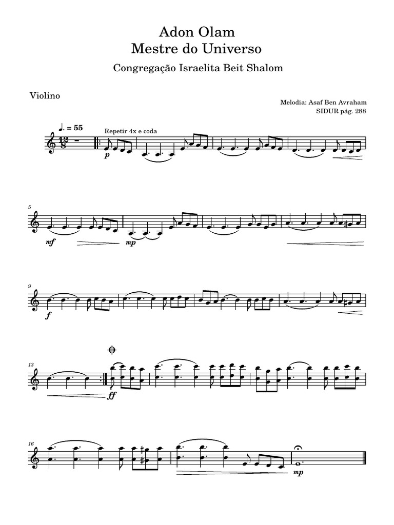 Adom Olam (Revista) - Violino | PDF