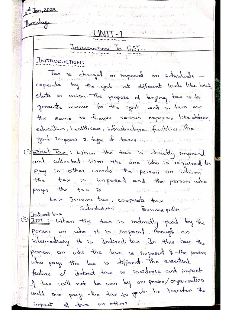 GST 1st Unit Sem 6 | PDF