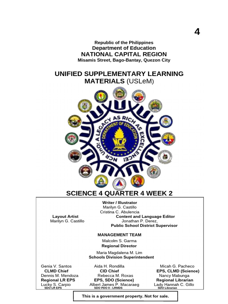 Science-4 Q4 Week-2 USLeM-1 | PDF | Water | Fresh Water