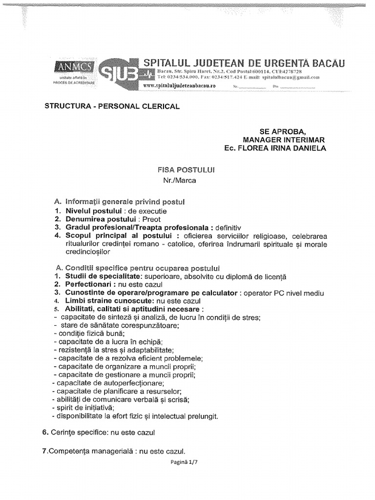 Fisa Postului Preot Definitiv | PDF