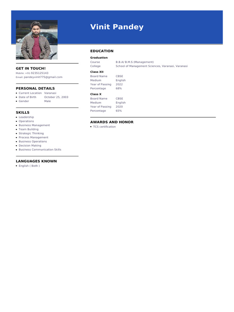 Vinit Pandey Resume-1 | PDF