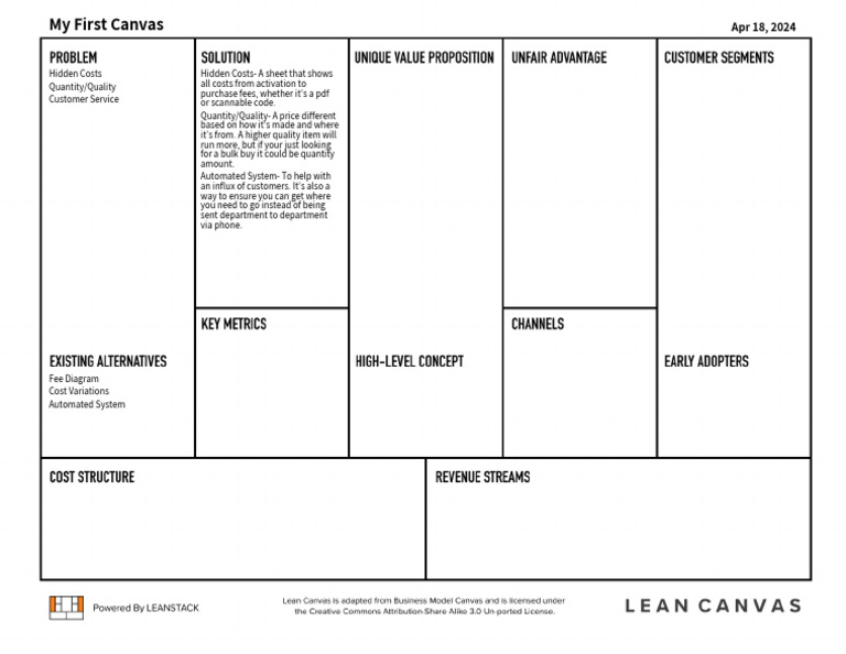Lean Canvas | PDF