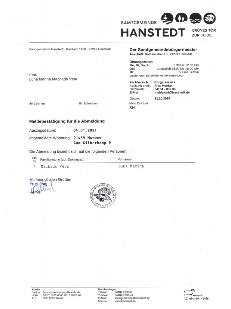 Bestätigung Der Abmeldung (1) | PDF
