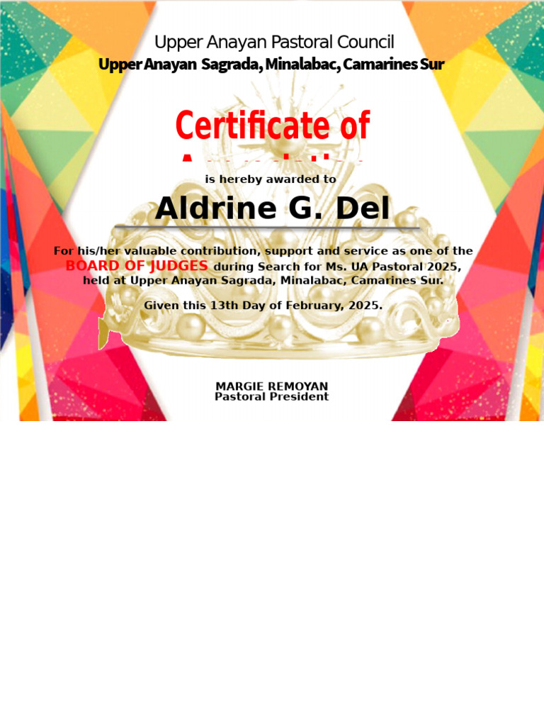 Certificate of Appreciation For Judges | PDF