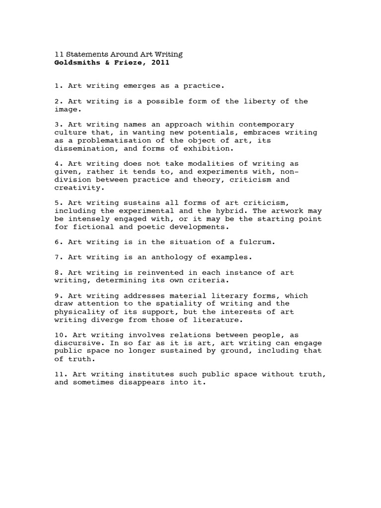 Art Writing: Concepts and Practices | PDF